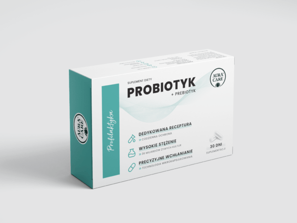 Probiotyk Aura Care | Probiotyk z prebiotykiem | 32 mld Kultur Bakterii
